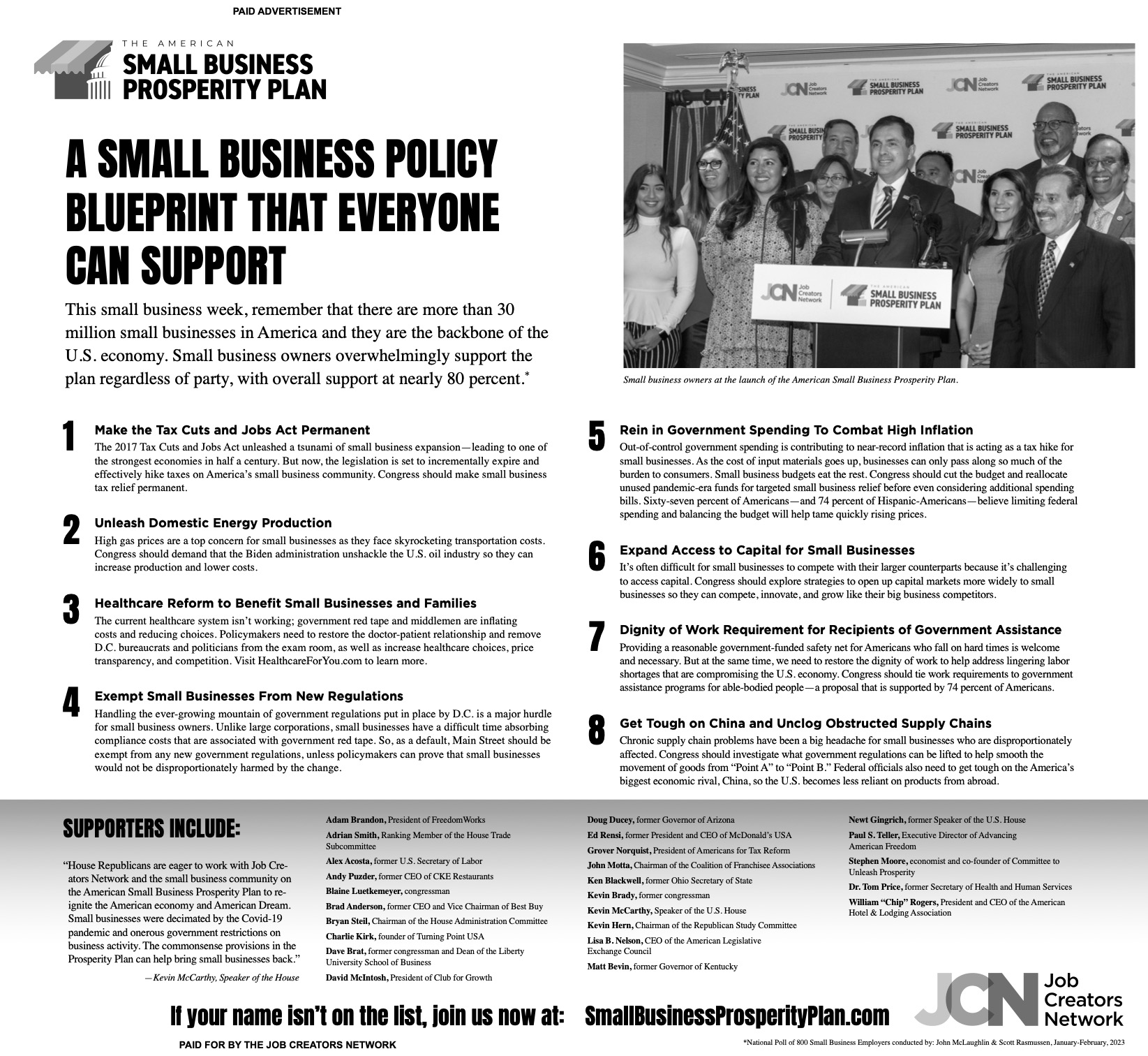 WSJ Full-Page Ad: ‘A Small Business Policy Blueprint That Everyone Can ...